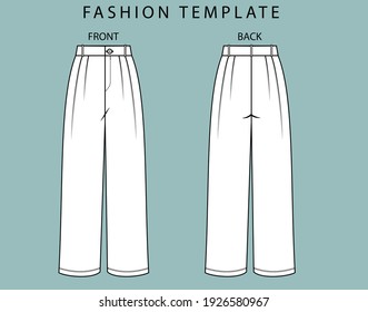 Pant Front Back View Fashion Flat Stock Vector (Royalty Free) 1926580967