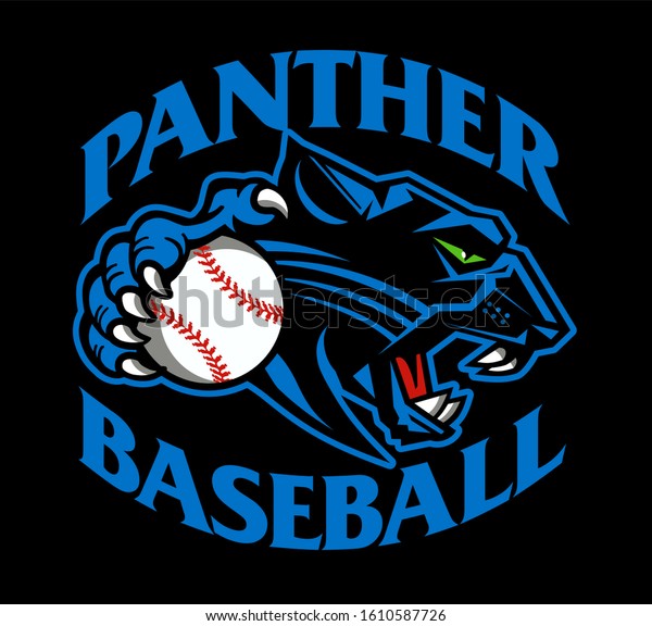 Panther Baseball Team Design Mascot Holding Stock Vector (Royalty Free ...