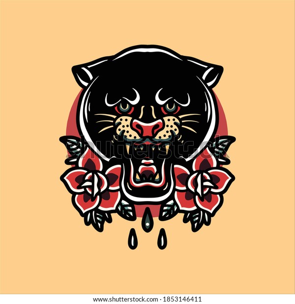 Panther Rose Tattoo Vector Design Stock Vector (Royalty Free ...