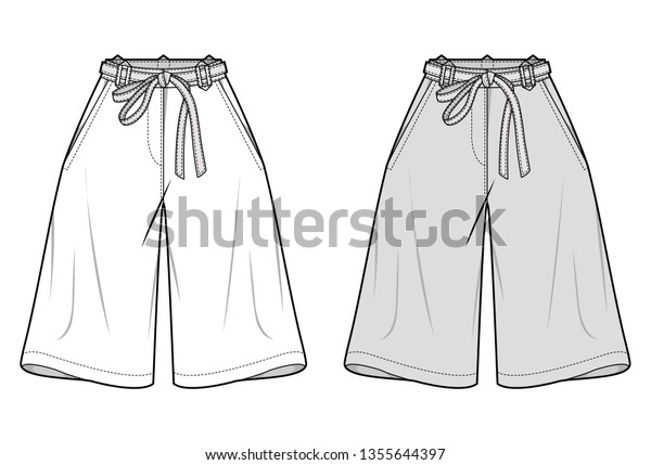 Pants Fashion Flat Sketch Template 스톡 벡터(로열티 프리) 1355644397 | Shutterstock