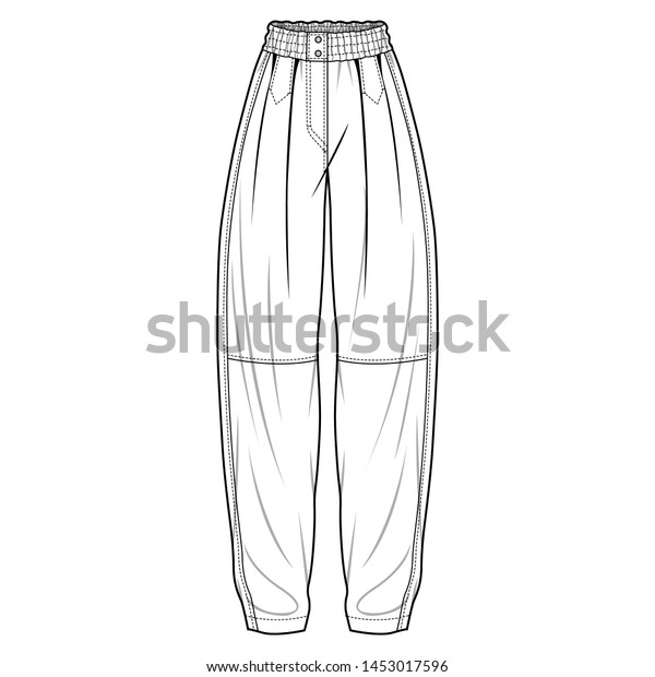 Pants Fashion Flat Sketch Template Stock Vector (Royalty Free ...