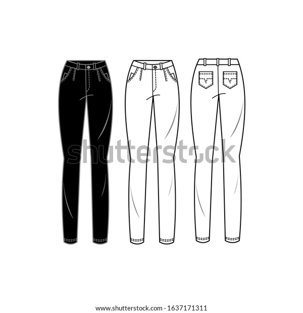 Pants Fashion Flat Technical Drawing Vector Stock Vector Royalty Free
