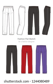 Pants Fashion Technical Drawings Vector Template Stock Vector (Royalty ...