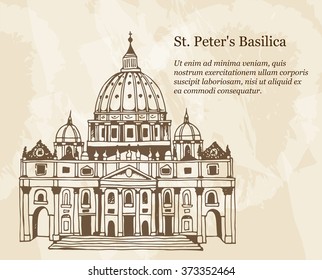 Vector Sketch St Peters Basilica Rome 库存矢量图（免版税）1153486459 | Shutterstock