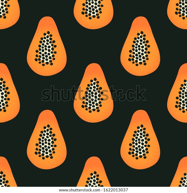 Papaya Simple Cartoon Vector Illustration Seamless: เวกเตอร์สต็อก (ปลอด ...