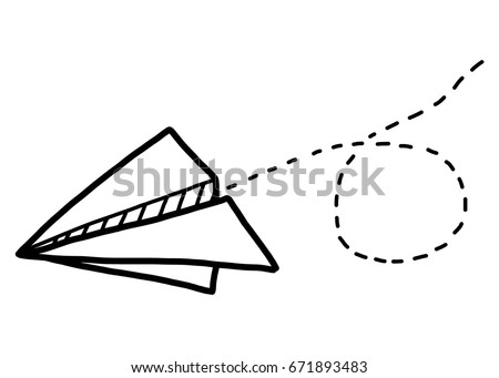 Paper Airplane Cartoon Vector Illustration Black Stock Vector (Royalty ...