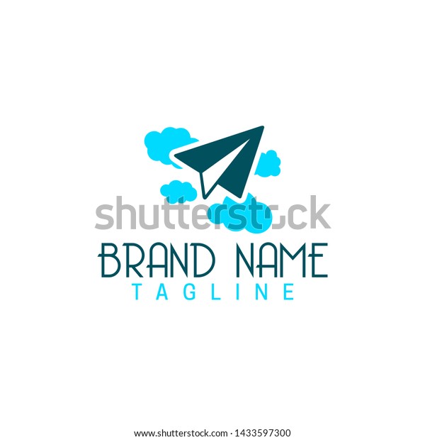 Paper Airplane Logos Flying On Clouds Stock Vector (Royalty Free ...