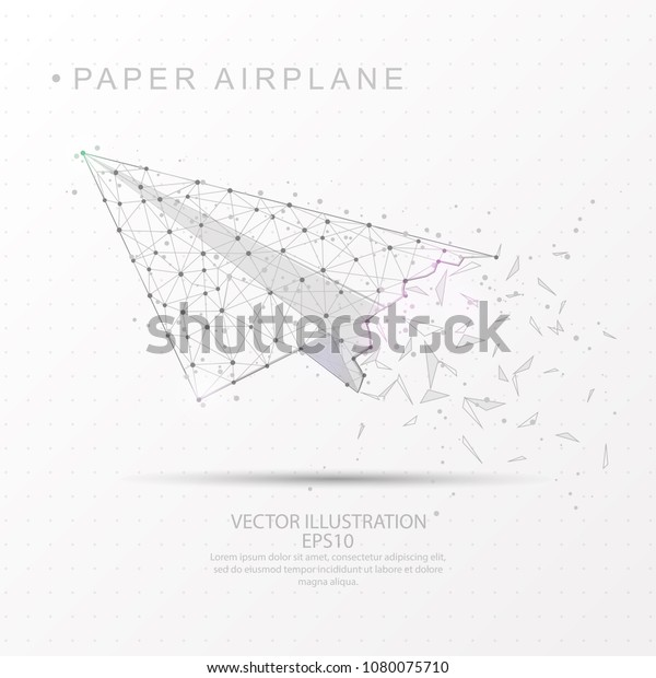 Paper Airplane Shape Point Line Composition Stock Vector (Royalty Free ...