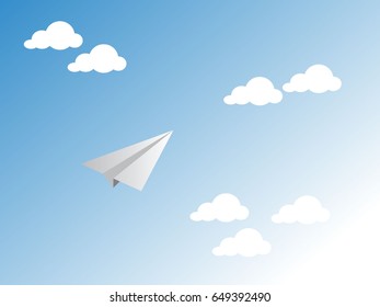Paper Airplane Sky Cartoon Flat Vector Stock Vector (Royalty Free ...