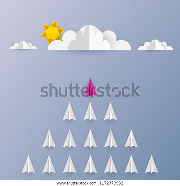 Paper Airplanes Form Arrow Shape Flying Stock Vector (Royalty Free ...