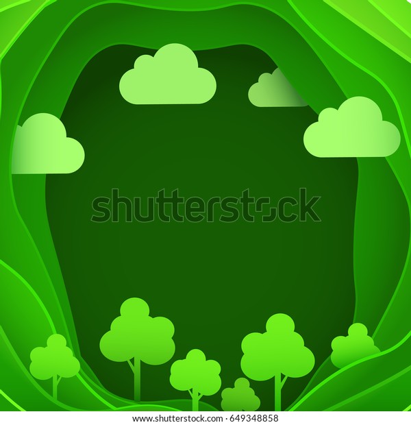 Paper Art Eco Park Background Origami Stock Vector (Royalty Free) 649348858