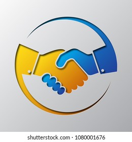 Paper Art Handshake Isolated Vector Illustration Stock Vector (Royalty ...