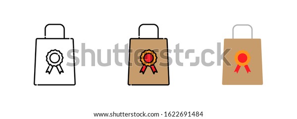 Paper Bag Icon Set Isolated On Stock Vector (Royalty Free) 1622691484