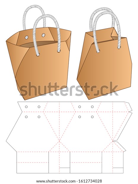 Paper Bag Packaging Die Cut Template Stock Vector (Royalty Free ...