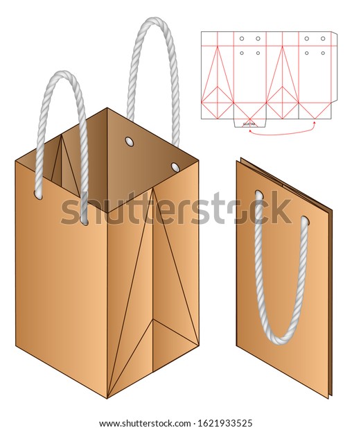 Paper Bag Packaging Die Cut Template Stock Vector (Royalty Free ...