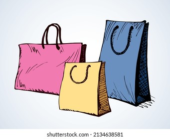 Paper Bag Shopping Vector Drawing Stock Vector (Royalty Free ...
