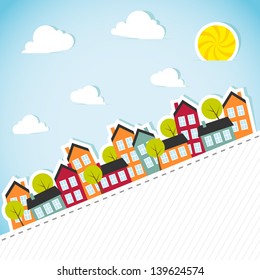Paper Banner Small Town Vector Illustration Stock Vector (Royalty Free ...