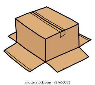 Paper Box Cartoon Vector Illustration Hand: เวกเตอร์สต็อก (ปลอดค่า ...