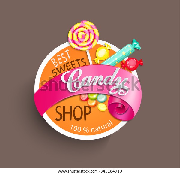 Paper Candy Shop Label Ribbon Vector Stock Vector (Royalty Free ...