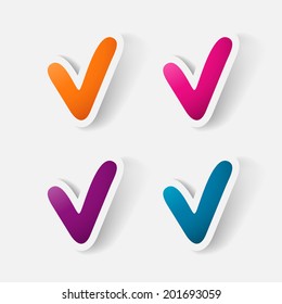 Paper Clipped Sticker Tick Isolated Illustration Stock Vector (Royalty ...