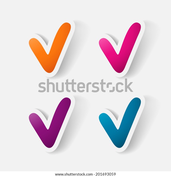 Paper Clipped Sticker Tick Isolated Illustration Stock Vector (Royalty ...