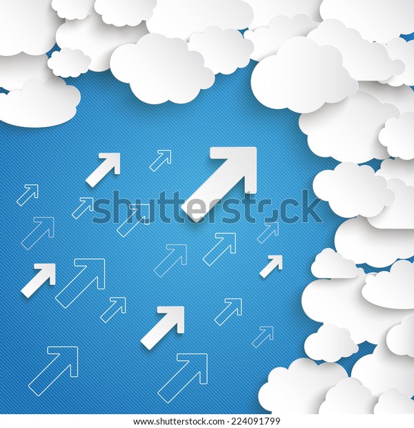Paper Clouds Arrows On Blue Background Stock Vector (Royalty Free ...