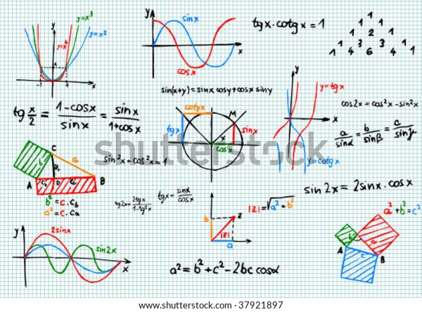 Paper Colored Mathematics Formula Sketches Vector Stock Vector (Royalty ...