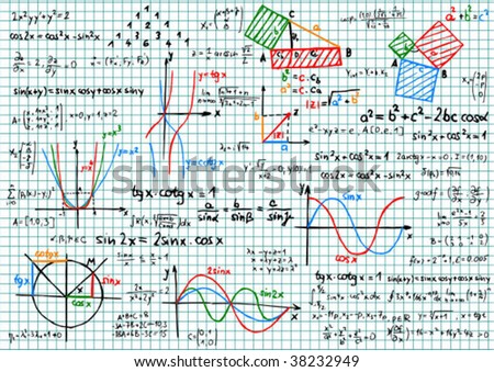 Paper Colored Mathematics Sketches Formula Vector Stock Vector (Royalty ...