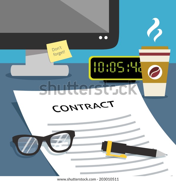 Paper Contract Laying On Working Office Stock Vector (Royalty Free ...