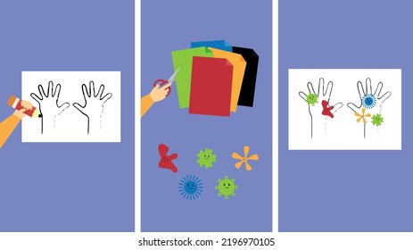 Paper Craft Microbes On Hands Stock Vector (Royalty Free) 2196970105 ...