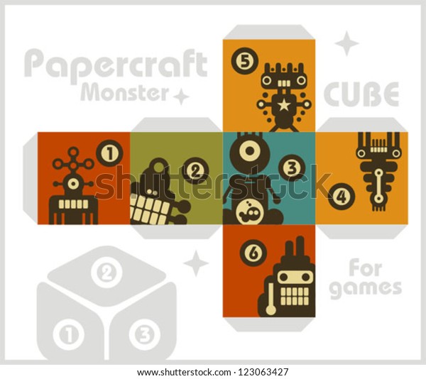 Paper Cube Monsters Table Games Papercraft: vector de stock (libre de ...