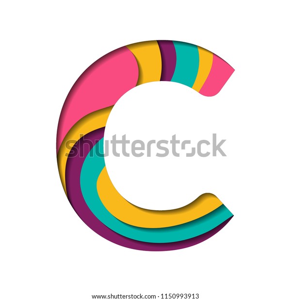 Paper Cut Letter C Realistic 3d Stock Vector (Royalty Free) 1150993913
