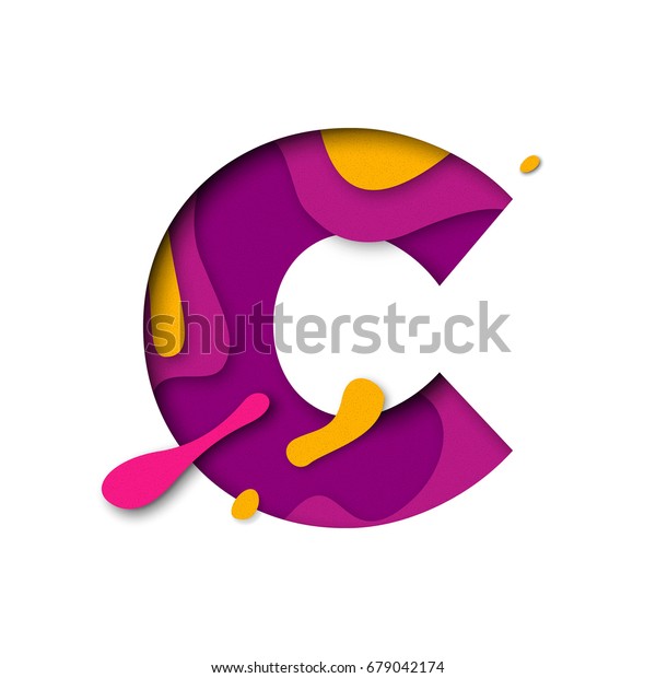 Paper Cut Letter C Realistic 3d Stock Vector (Royalty Free) 679042174 ...