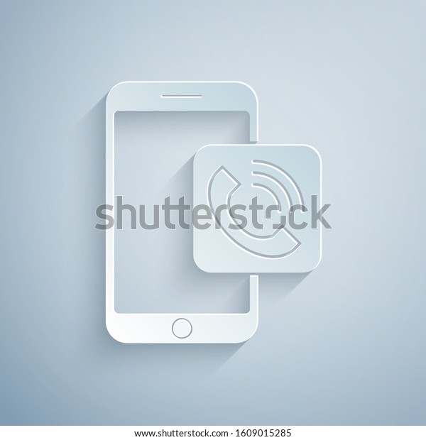 Paper Cut Mobile Phone Call Icon Stock Vector (Royalty Free) 1609015285 ...