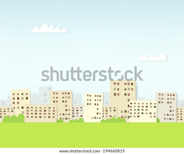 Paper Cut Out Cityscape Under Clouds Stock Vector (Royalty Free ...