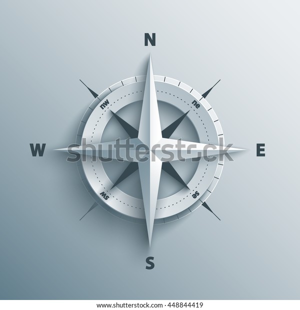 Paper Cutout Compass Shade 3d Origami Stock Vector (Royalty Free) 448844419