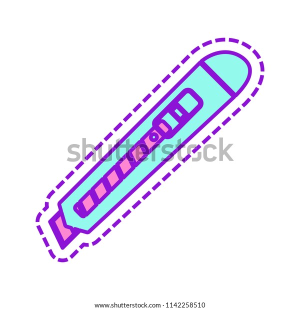 Paper Cutter Icon Colored Sketch Dotted Stock Vector (Royalty Free ...
