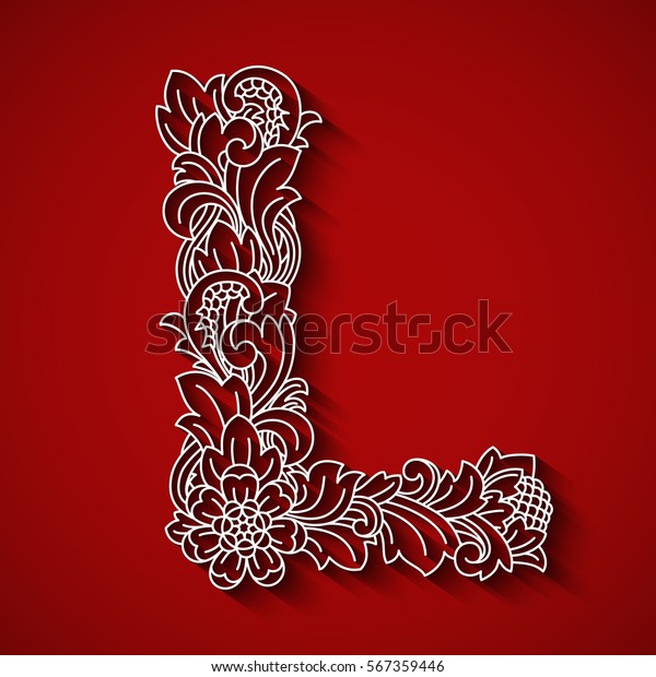 Paper Cutting White Letter L Red Stock Vector (Royalty Free) 567359446 ...