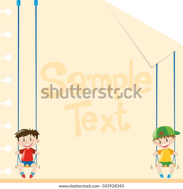 Paper Design Two Boys On Swings Stock Vector (Royalty Free) 503928343