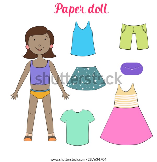 Paper Doll Boy Clothes Vector Illustration Stok Vektör (Telifsiz) 287634704