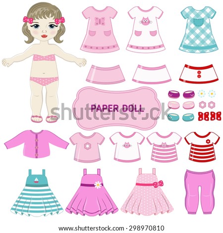 Paper Doll Clothing Set Stock Vector (Royalty Free) 298970810 ...