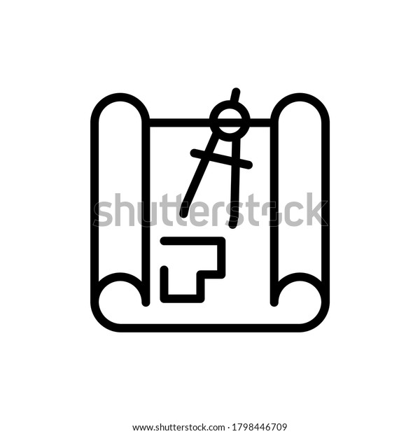 Paper Drawing Dividers Icon Simple Line Stock Vector (Royalty Free ...
