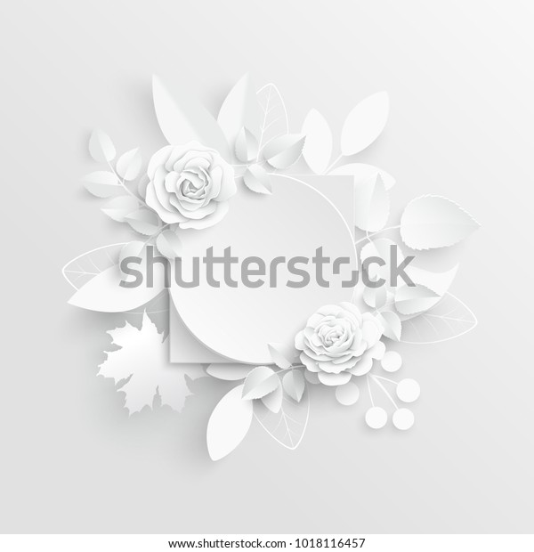 Paper Flower Frame White Rose White Stock Vector (Royalty Free ...