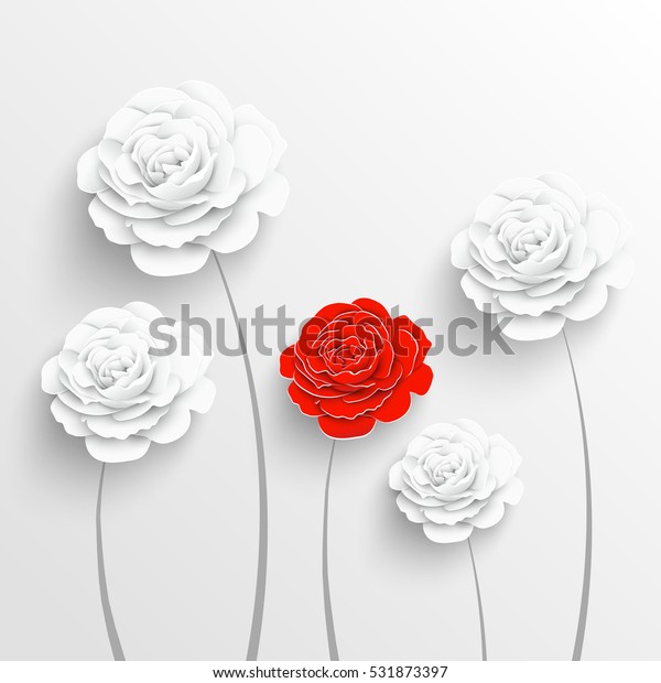 Paper Flower Rose Cut Out Paper Stock Vector (Royalty Free) 531873397