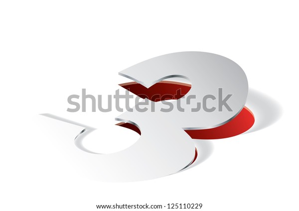 Paper Folding Number 3 Perspective View Stock Vector (Royalty Free ...