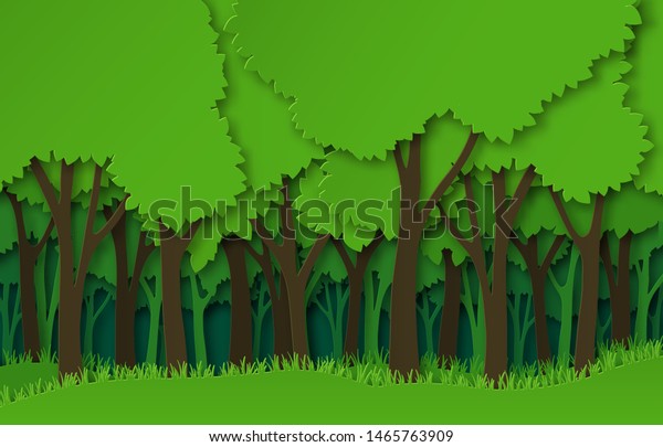 Paper Forest Green Paper Cut Trees Stock Vector (Royalty Free) 1465763909