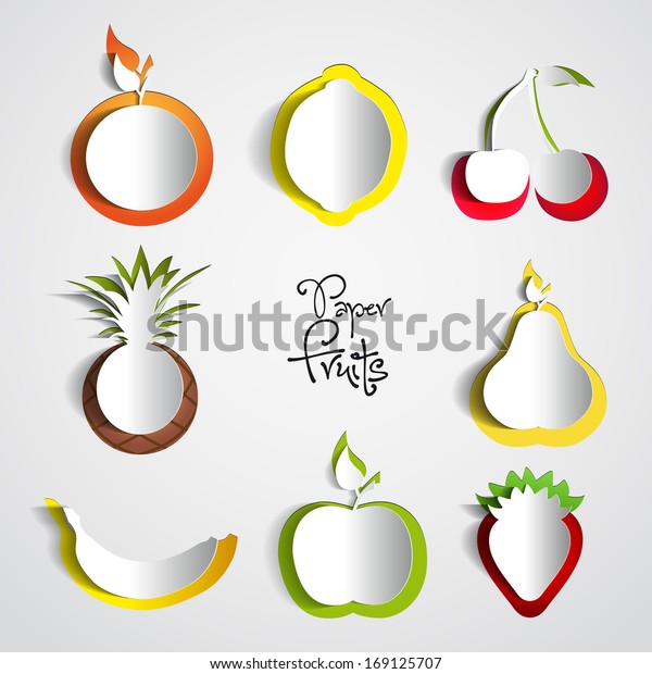 Paper Fruit Set Cut Out Mix Stock Vector (Royalty Free) 169125707