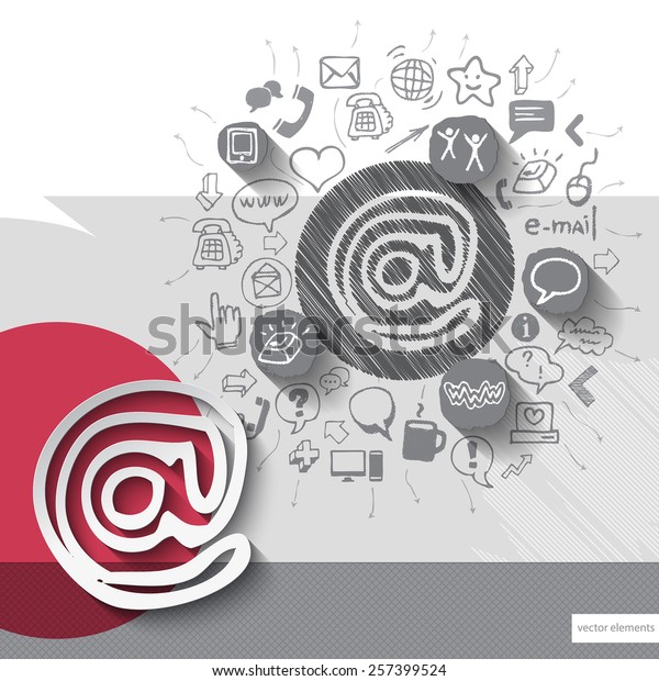 Paper Hand Drawn Email Emblem Icons Stock Vector (Royalty Free ...