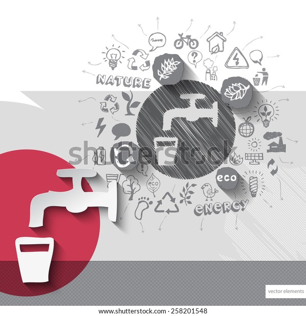 Paper Hand Drawn Tap Emblem Icons Stock Vector (Royalty Free) 258201548 ...