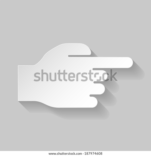 Paper Hand Pointing Right On Grey Stock Vector (Royalty Free) 187974608 ...